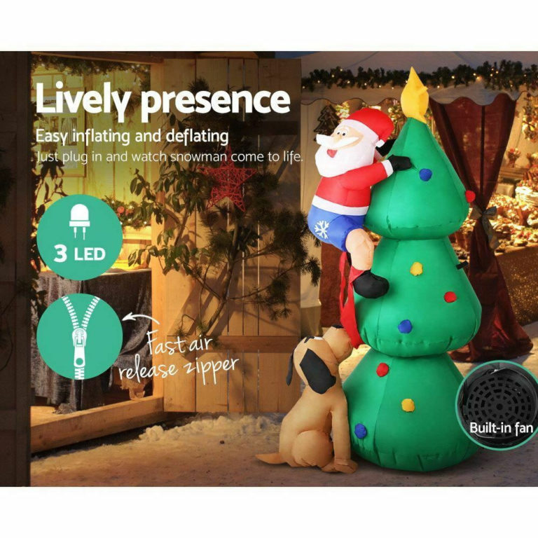 1.8m Dog Biting Santa On Christmas Tree – Airfigs Inflatables
