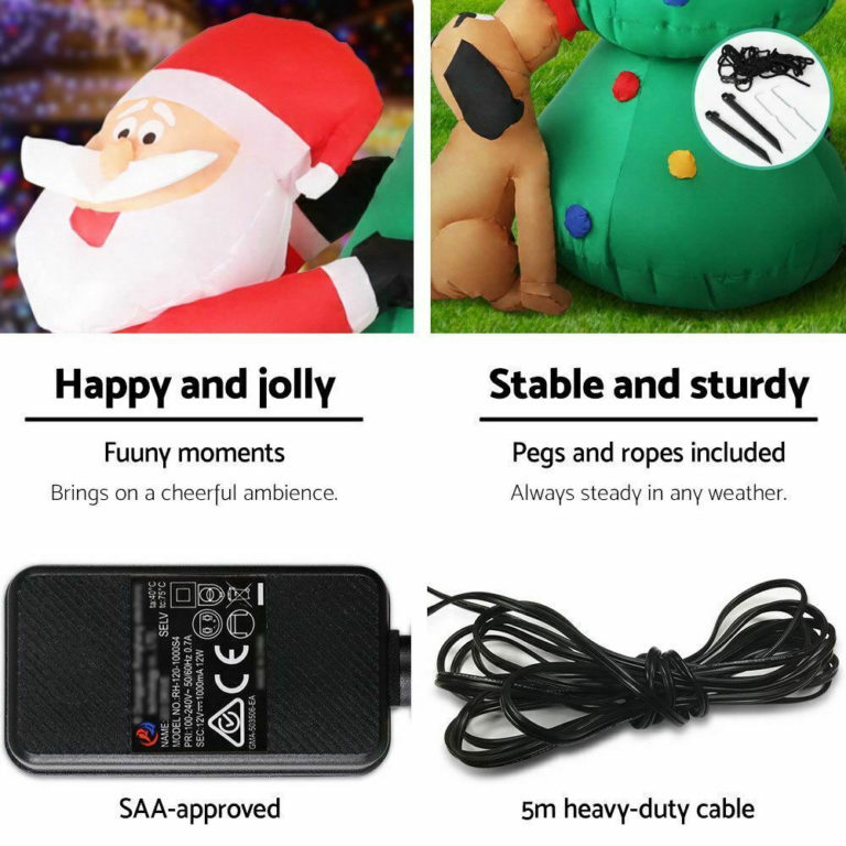 1.8m Dog Biting Santa On Christmas Tree – Airfigs Inflatables