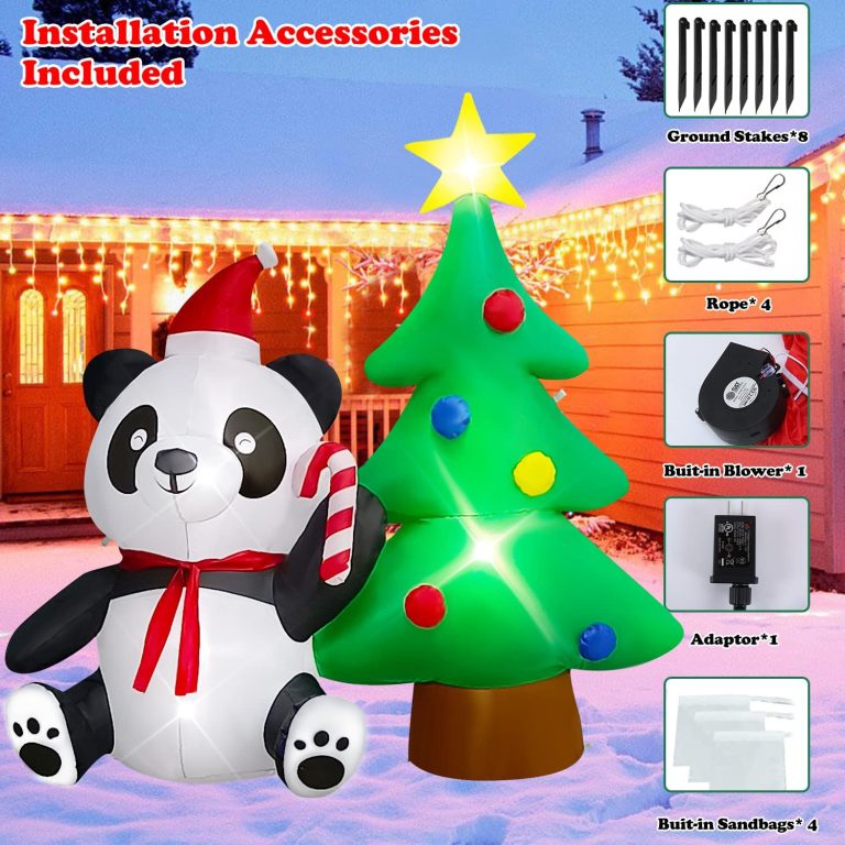 1.8m Panda inflatable with Christmas Candy Cane and Tree – Airfigs ...