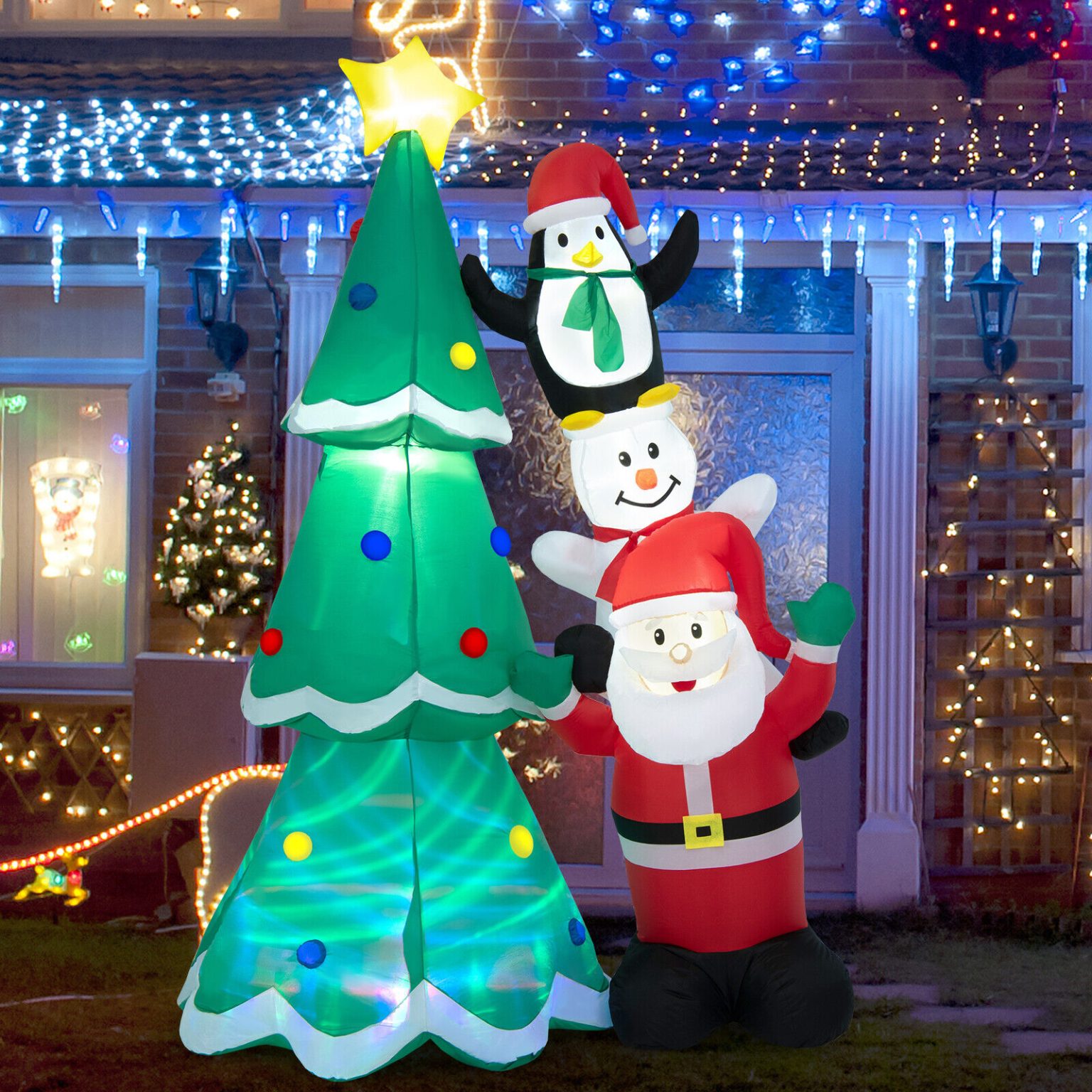 2 6m Christmas Tree With Santa And Friends Inflatable Airfigs Inflatables