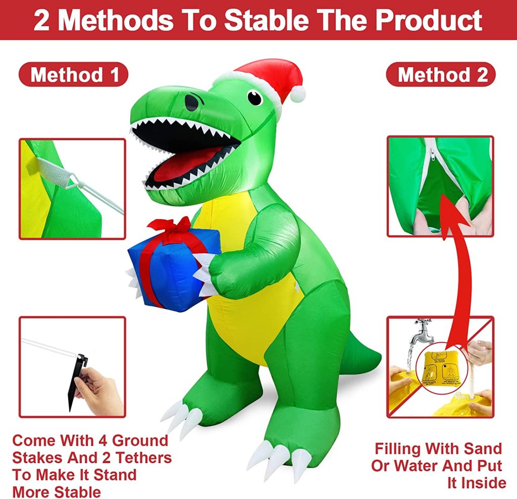 1.5m Gift Giving Smiling Dinosaur Christmas Inflatable – Airfigs ...