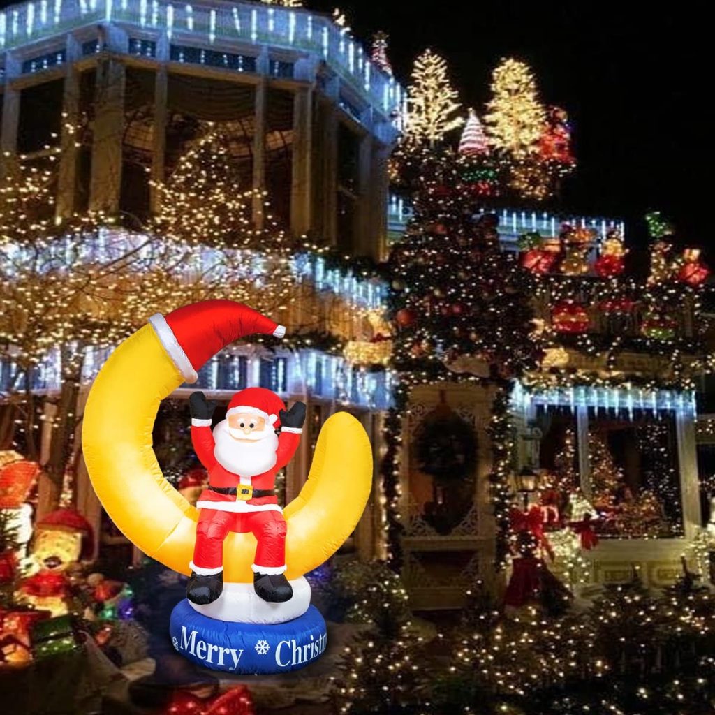 1.8m Santa Sitting On Crescent Moon Christmas Inflatable – Airfigs ...
