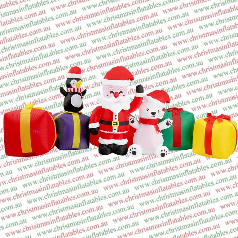 2.4m Santa Claus with Gifts Penguin and Polar Bear – Airfigs Inflatables