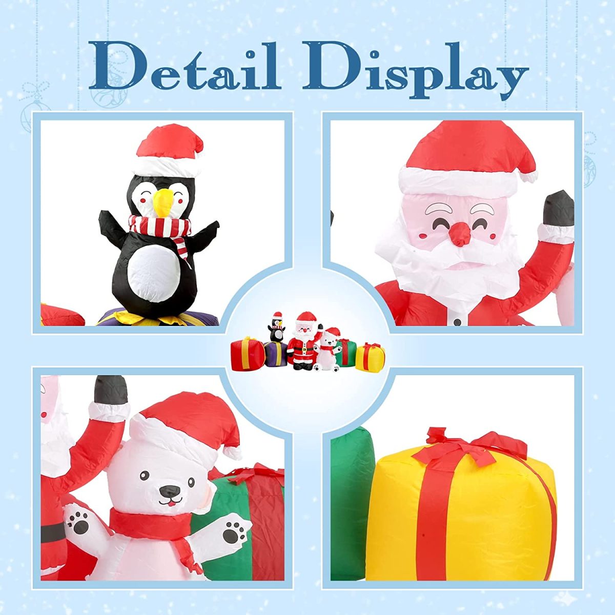 2.4m Santa Claus with Gifts Penguin and Polar Bear – Airfigs Inflatables