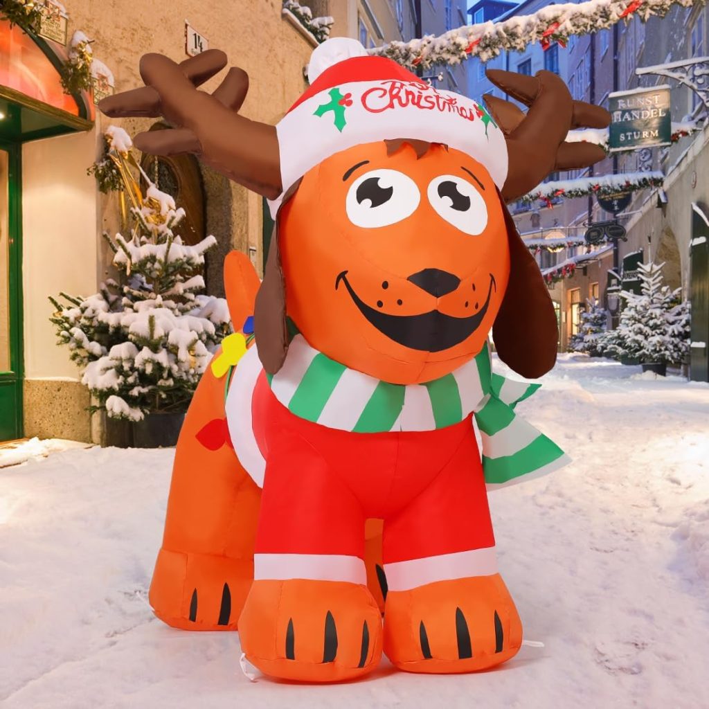 1.2m Christmas Dog with Antler Hat Inflatable – Airfigs Inflatables
