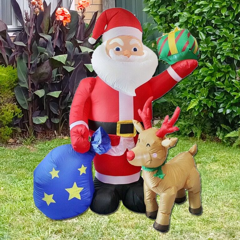 1.8m Gifting Santa with Reindeer Christmas Inflatable – Airfigs Inflatables