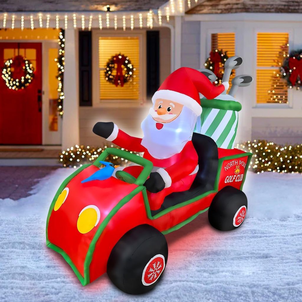 1.8m North Pole Golf Club Santa Cart Christmas Inflatable – Airfigs ...