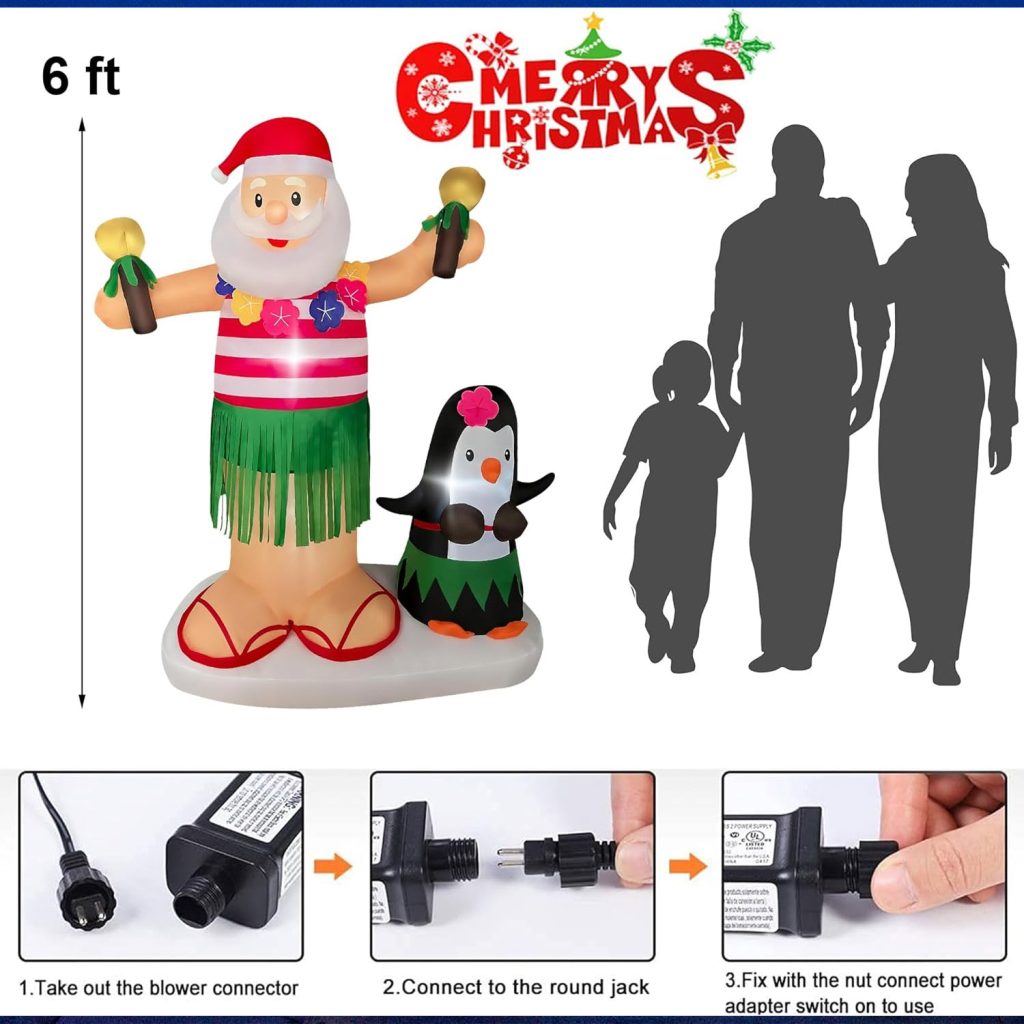 1.8m Hawaiian Hulu Santa Animated Christmas Inflatable – Airfigs ...