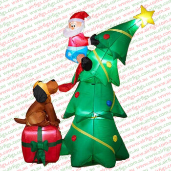 1.8m Dog on Gift Biting Santa On Christmas Tree – Airfigs Inflatables