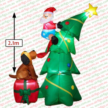 1.8m Dog on Gift Biting Santa On Christmas Tree – Airfigs Inflatables