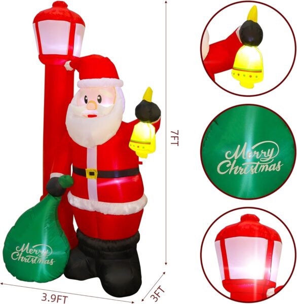 2.1m Street Light Jingle Bells Santa Christmas Inflatable – Airfigs ...