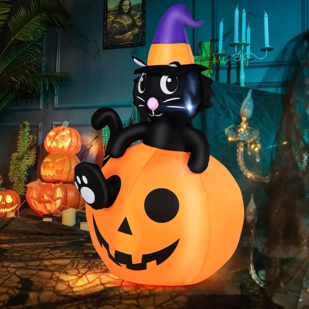 1.5m Black Cat in Pumpkin Halloween Inflatable – Airfigs Inflatables