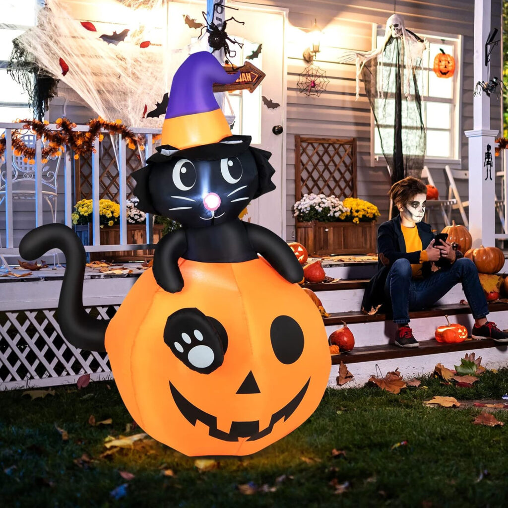 1.5m Black Cat in Pumpkin Halloween Inflatable – Airfigs Inflatables