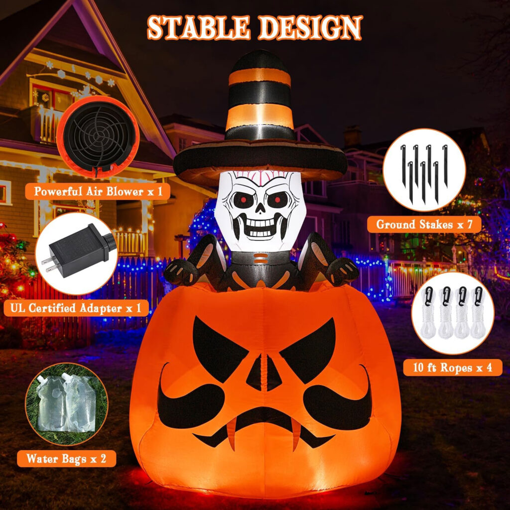 2.1m Animated Pumpkin Skeleton Halloween Inflatable – Airfigs Inflatables