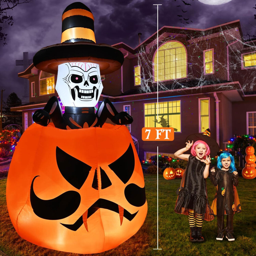 2.1m Animated Pumpkin Skeleton Halloween Inflatable – Airfigs Inflatables