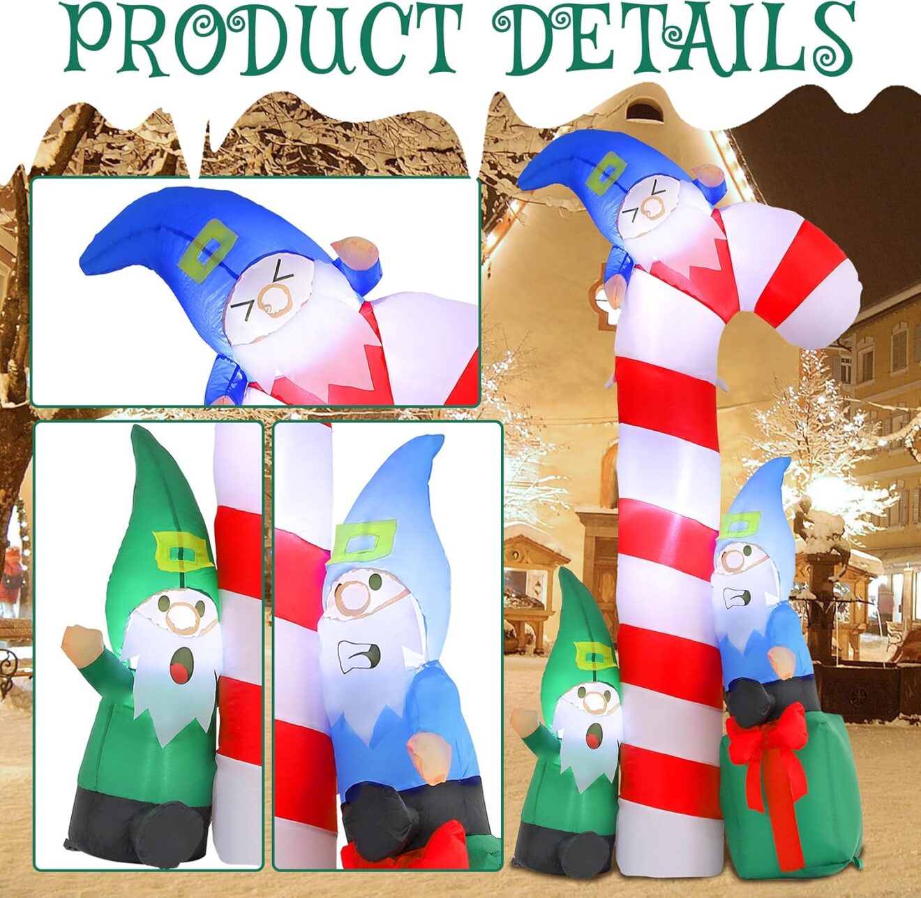 1.8m Gnomes Climbing Candy Cane Christmas Inflatable – Airfigs Inflatables