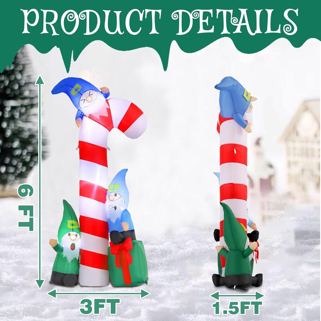 1.8m Gnomes Climbing Candy Cane Christmas Inflatable – Airfigs Inflatables