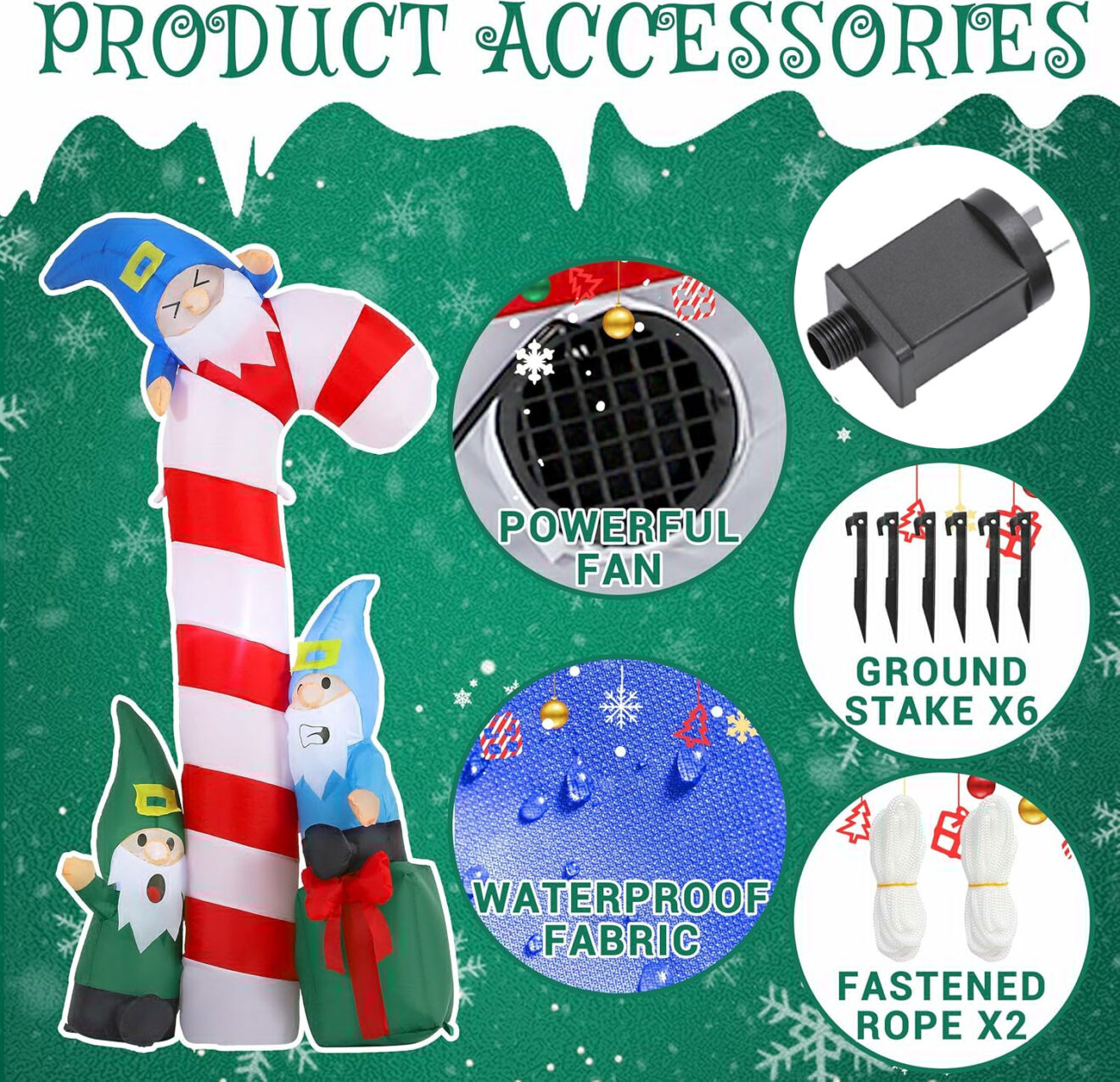 1.8m Gnomes Climbing Candy Cane Christmas Inflatable – Airfigs Inflatables