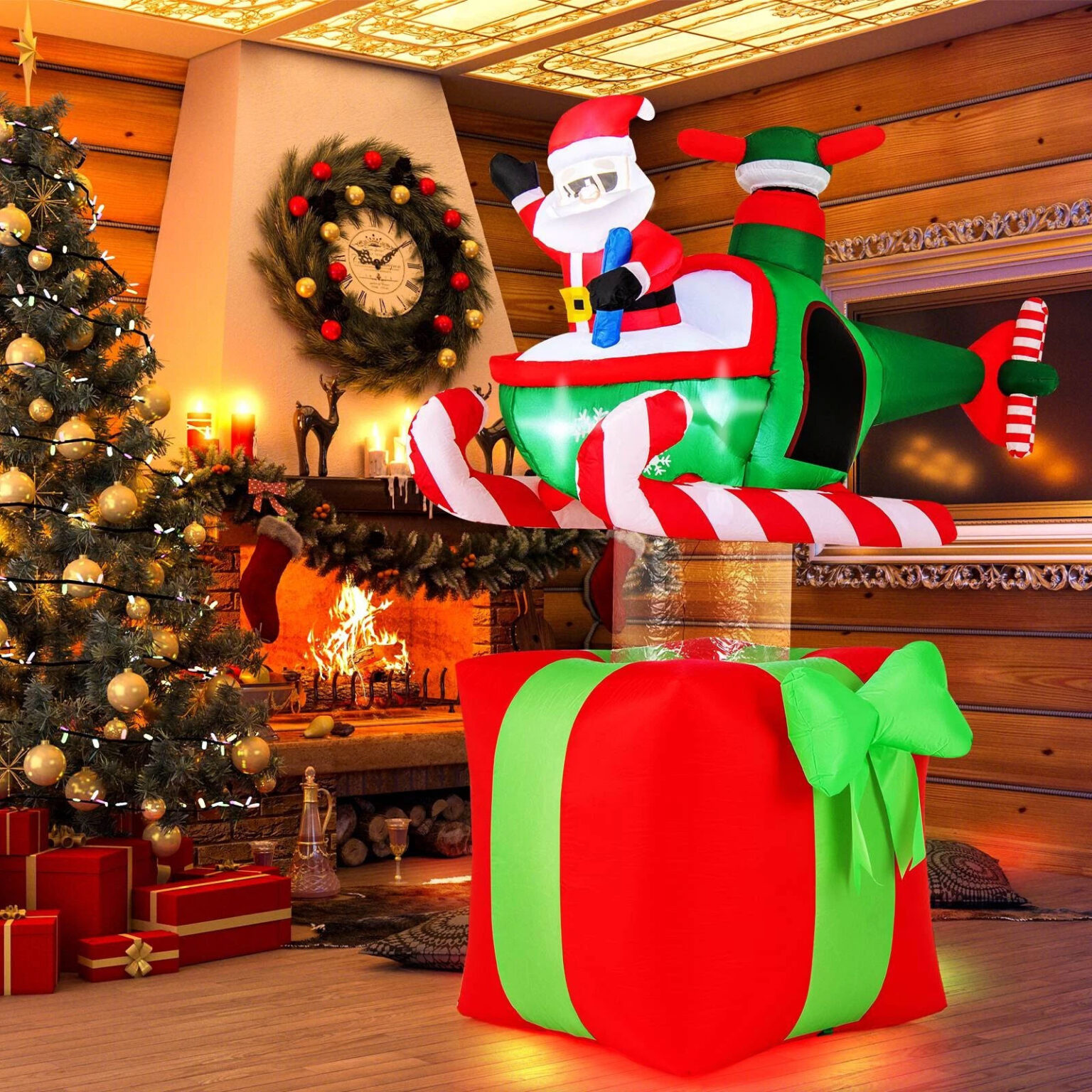 1.8M Animated Helicopter Picking Up Gift Inflatable – Airfigs Inflatables
