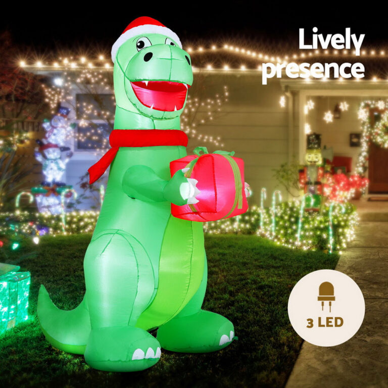 1.8m Gift Giving T-Rex Dinosaur Christmas Inflatable – Airfigs Inflatables