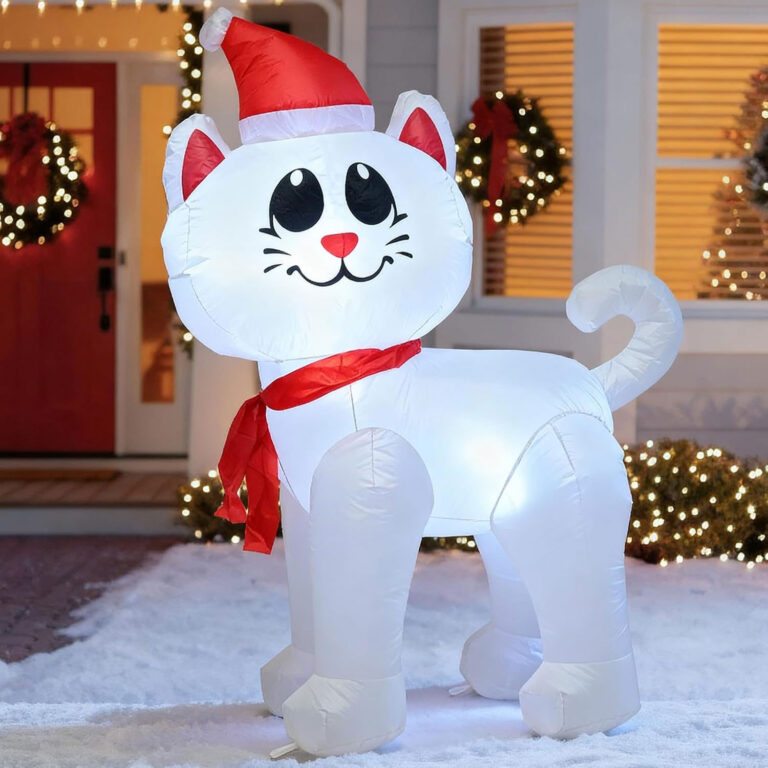 1.2m Cute White Cat Christmas Inflatable – Airfigs Inflatables