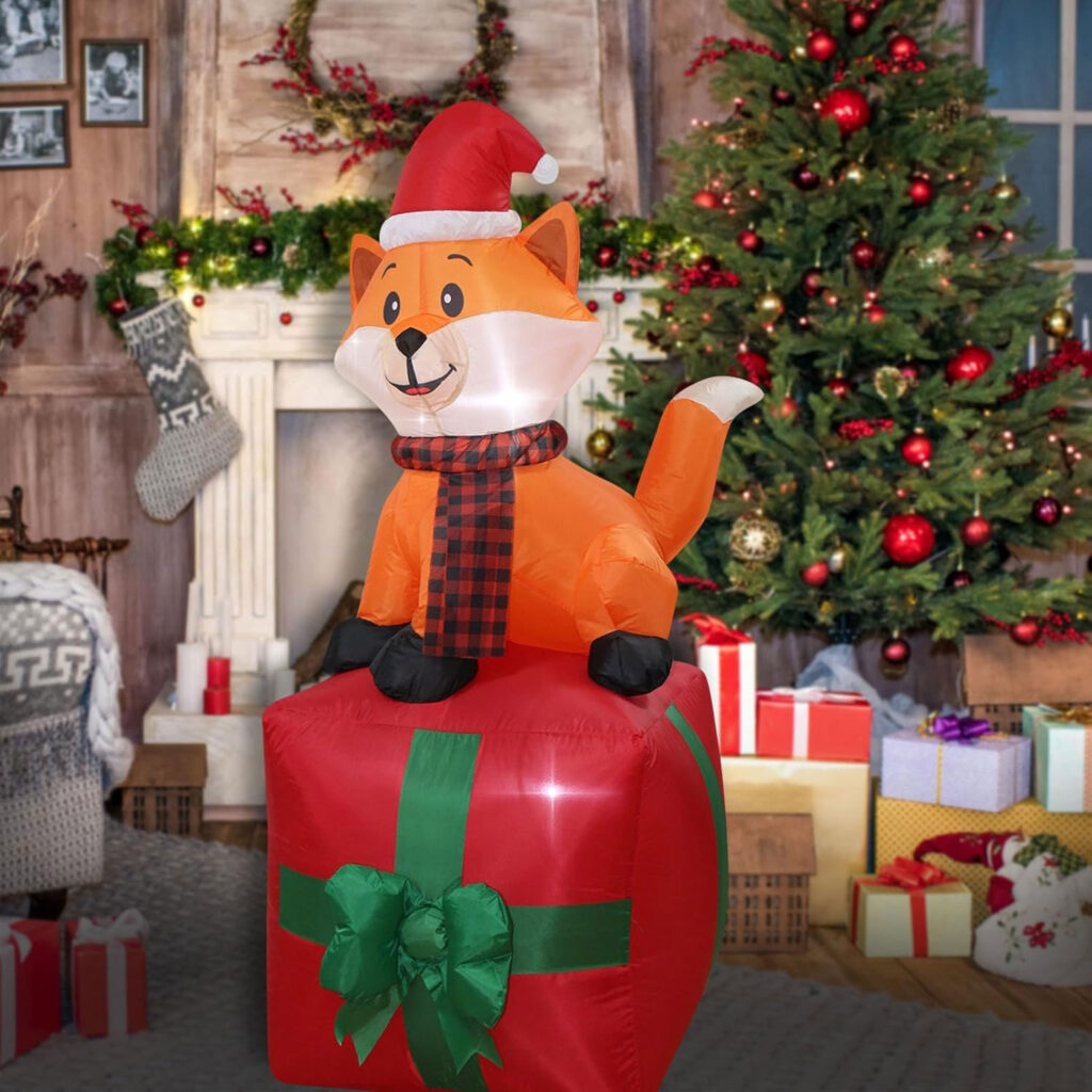 1.5m Fox on Gift Christmas Inflatable – Airfigs Inflatables